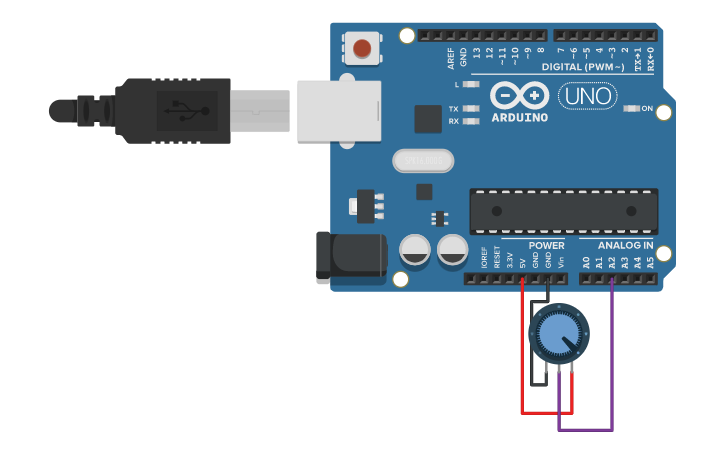 Circuit design Potensio meter | Tinkercad