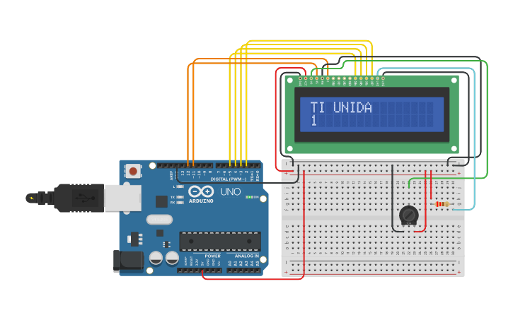 Circuit Design Rangkaian Dasar Lcd 1602 Modul 5 Tinkercad