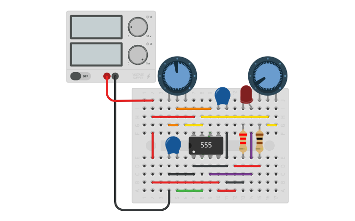 Circuit design 555 Timer modified | Tinkercad