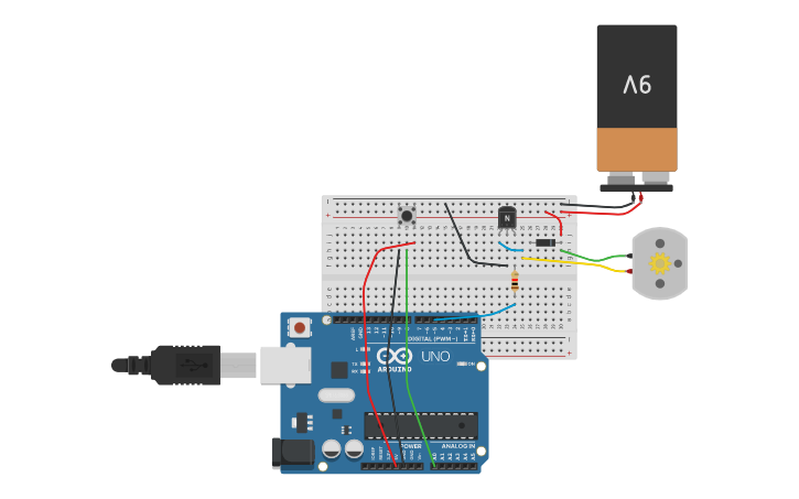 Circuit design Control programado con arduino - Motor de corriente continua - Tinkercad