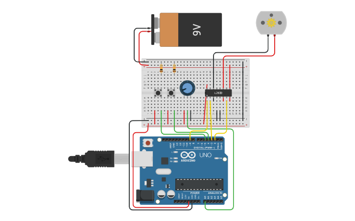Circuit design DC Motor Project - Tinkercad