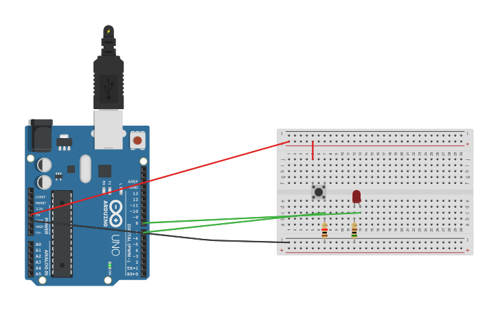Circuit design circuito con pulsador led | Tinkercad Circuit design circuito con pulsador led | Tinkercad