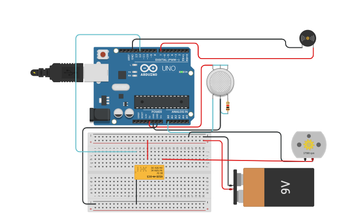 Circuit design Exaustor de Gás - Tinkercad