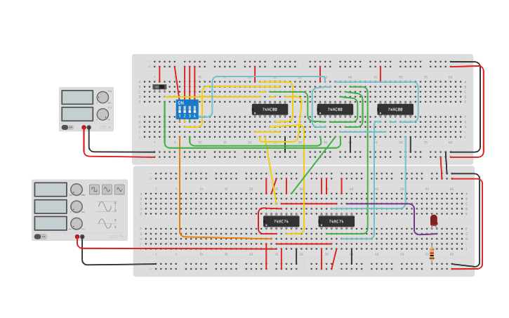 Circuit design Exp10- PISO shift register - Tinkercad