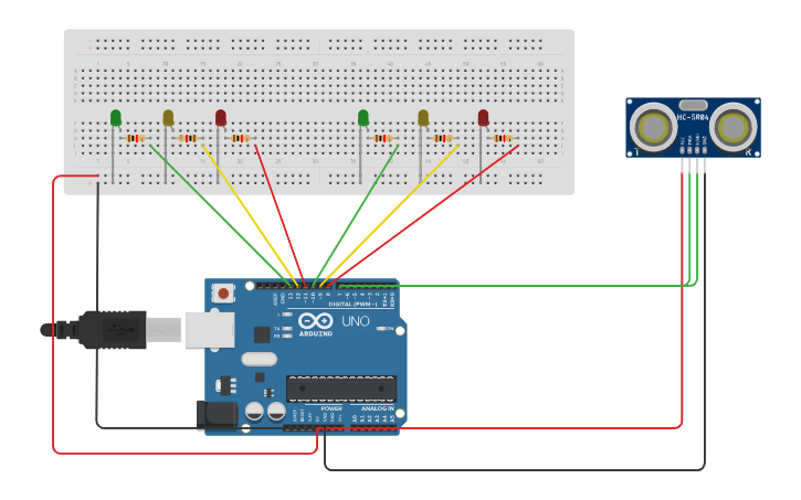 Circuit Design Traffic Lights V2 Tinkercad
