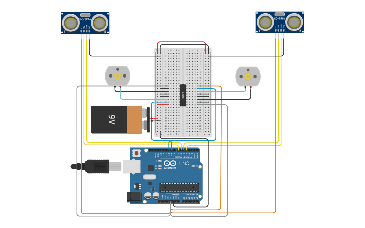 Circuit design Task 2 - Object following bot - Tinkercad