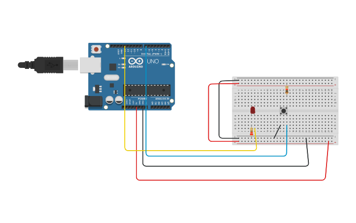 Circuit design encendido y apagado de LED con boton - Tinkercad