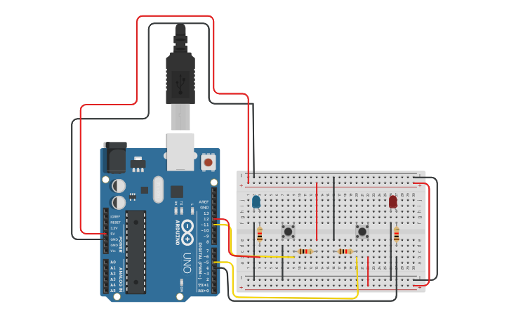 Circuit design Pull up Pull Down | Tinkercad