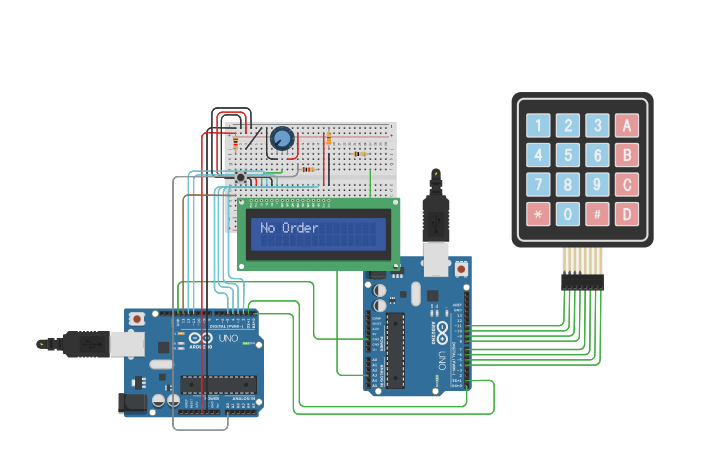 Circuit design Restaurant Order System - Tinkercad