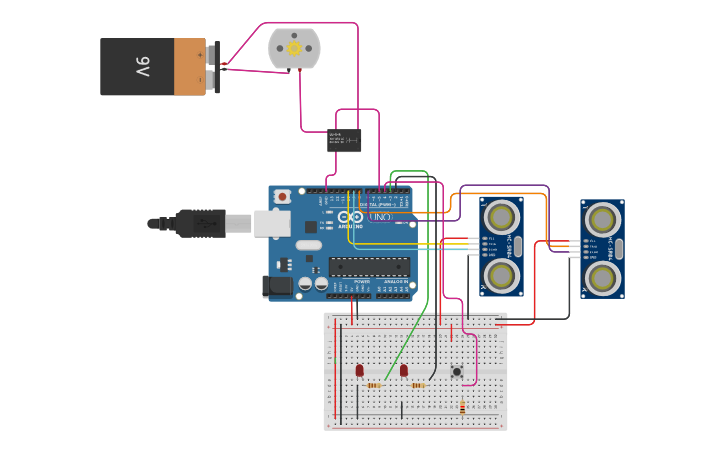 Circuit design Copy of Sensor ultrasonico con distancia menor a 20cm - Tinkercad