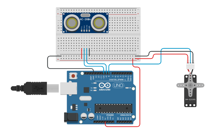 Circuit design 11 - Barrera de tren | Tinkercad