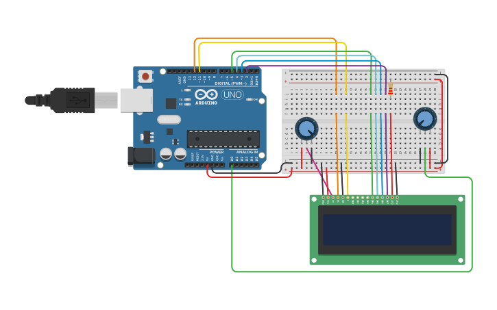 Circuit design LCD Screen ANNOTATED | Tinkercad
