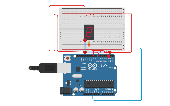 Circuit design 7 SEGMENTOS | Tinkercad