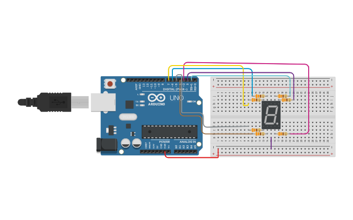 Circuit design Display 7 Segmentos - Tinkercad