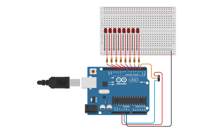 Circuit design Arduino Uno Schiebeschalter LED - Tinkercad