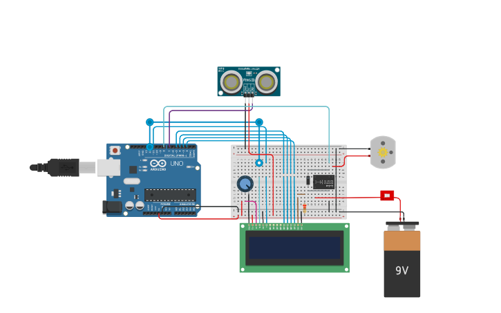 Circuit design Tank water level project - Tinkercad