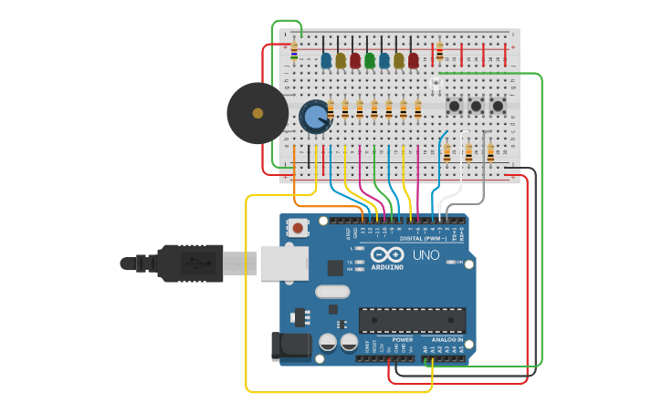 Circuit design Visual Musical Note Maker | Tinkercad