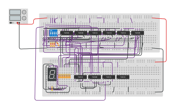 Circuit design Display 7 segmentos | Tinkercad