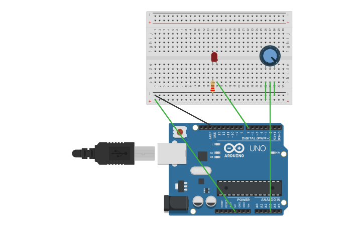 Circuit design Potentiometer - Tinkercad