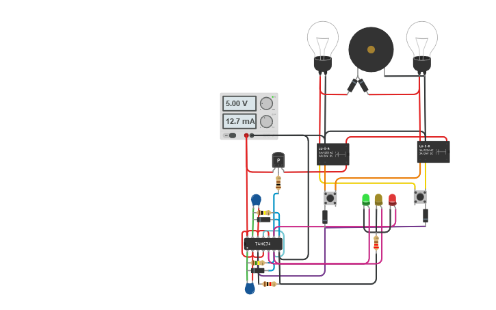 Circuit design Passa ou repassa com timer | Tinkercad