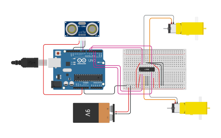 Circuit design Obstacle Avoidance Robot | Tinkercad