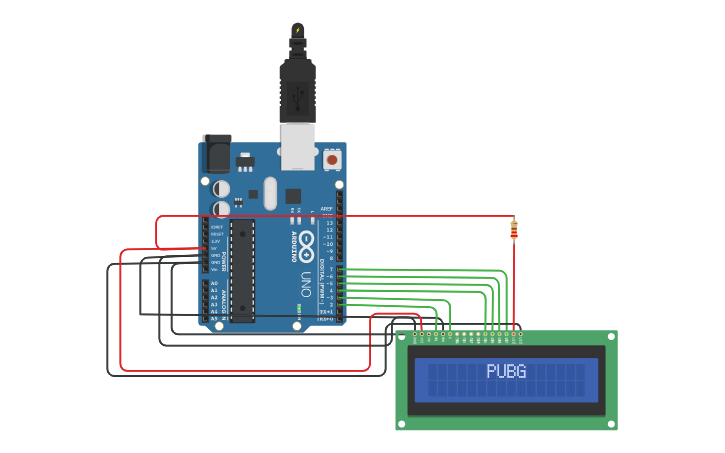 Circuit design LCD Interface - Tinkercad