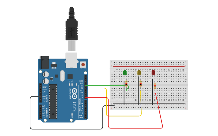 Circuit design Arduino Semáforo 2 - Tinkercad