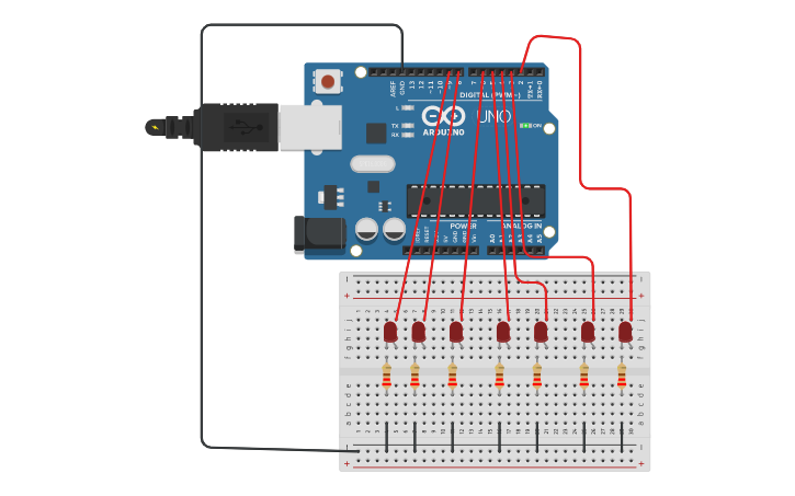 Circuit design Arduino Knight Rider Circuit - Tinkercad Circuit design Arduino Knight Rider Circuit - Tinkercad