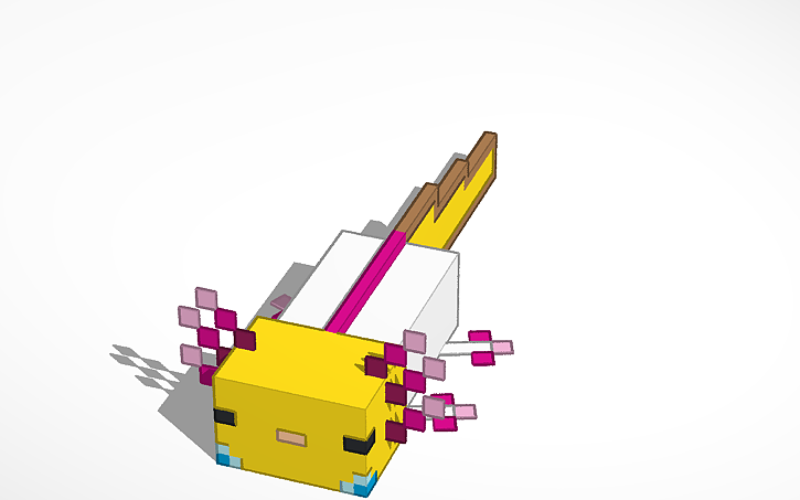 3D design Minecraft axolotl white - Tinkercad