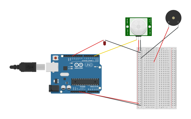 Circuit design PIR (Motion) Sensor Interfacing with Arduino - Tinkercad