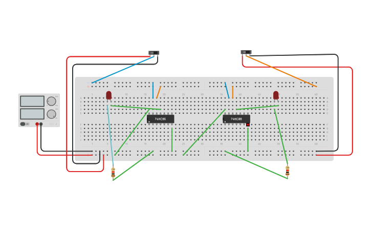 Circuit design LAB 3 Part A Half Adder - Tinkercad