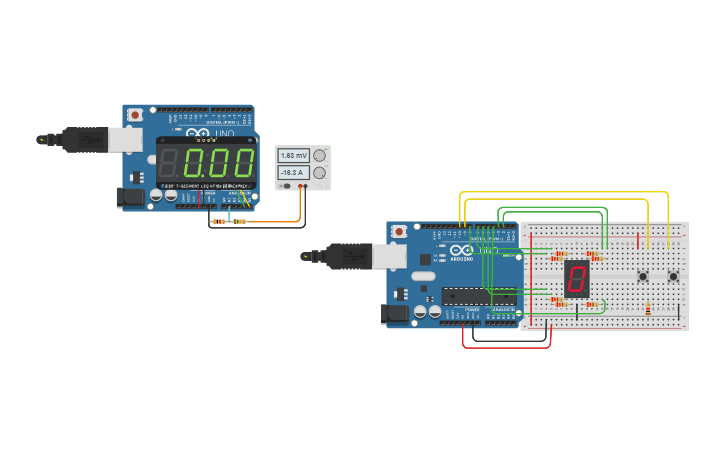 Circuit design 7 Segmentos Arduino - Tinkercad