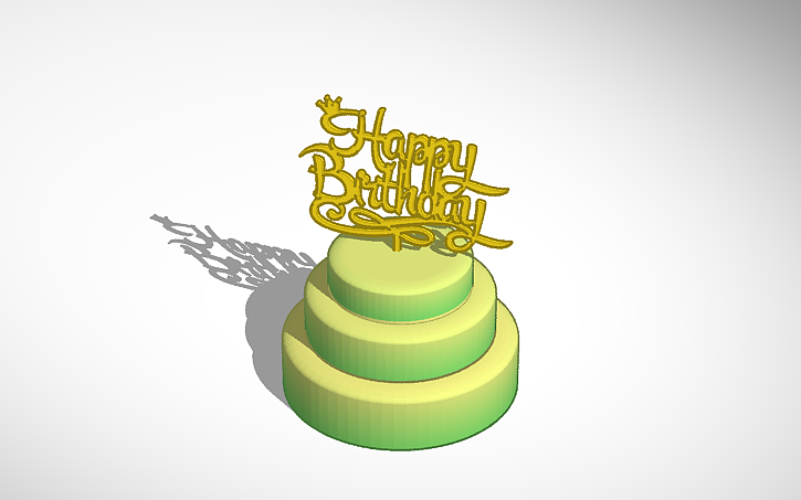 3D design Happy Birthday Cake - Tinkercad