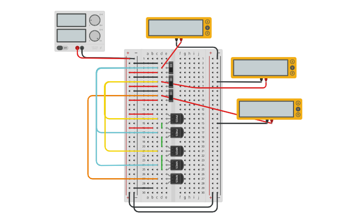 Circuit design NOR 3 | Tinkercad