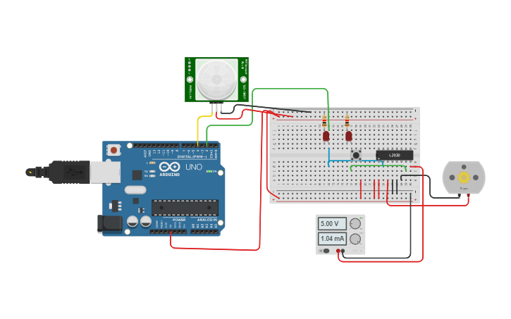 Circuit design Actividad 9,practica de entrada y salida | Tinkercad