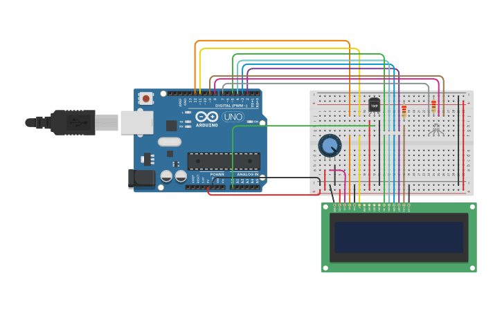 Circuit design Capteur de temperature - Tinkercad