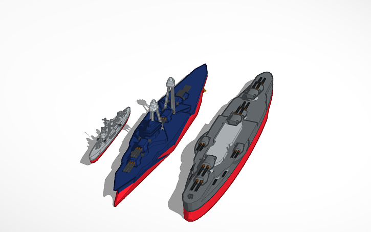 3D design USS Fortitude (BB-6) With USS Titan and USS Fletcher - Tinkercad