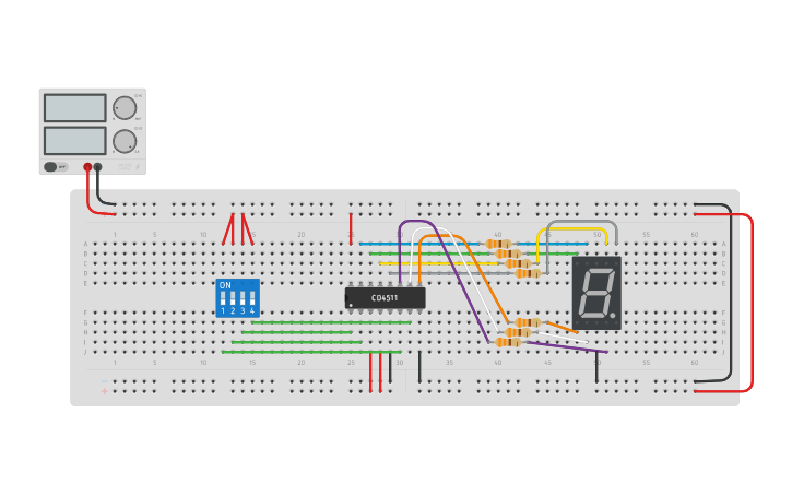 Circuit design Copy of 7 Segment Decoder Cathode - Tinkercad