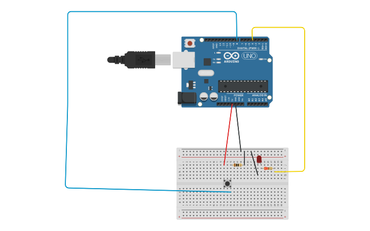 Circuit design Práctica 4. Encender un led con un pulsador | Tinkercad