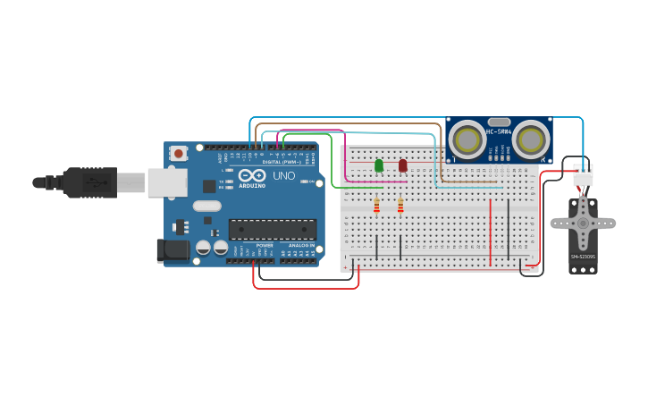 Circuit design PETA 1.3 - Automatic Alcohol Dispenser | Tinkercad