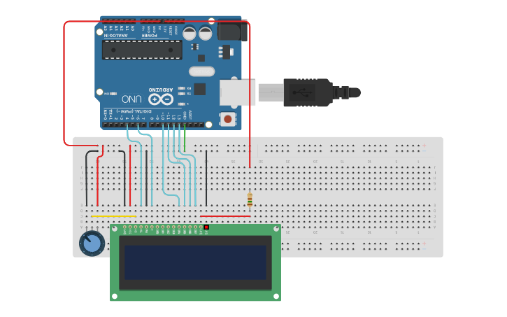 Circuit design LCD Display | Tinkercad