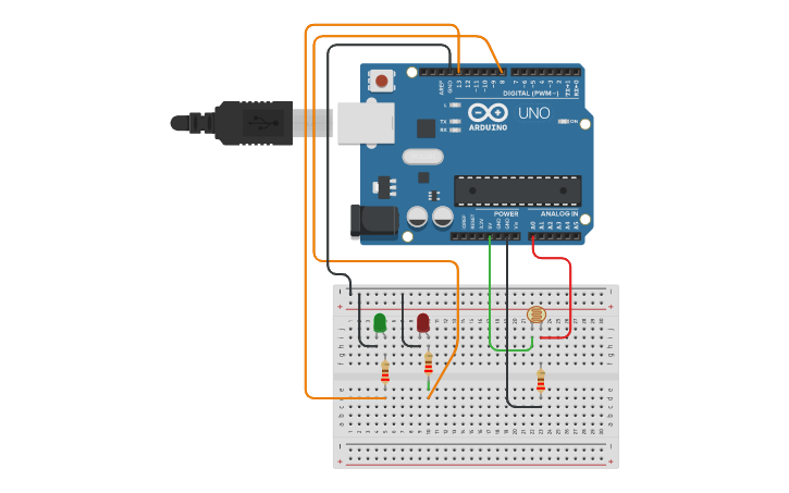 Circuit design LDR - Tinkercad