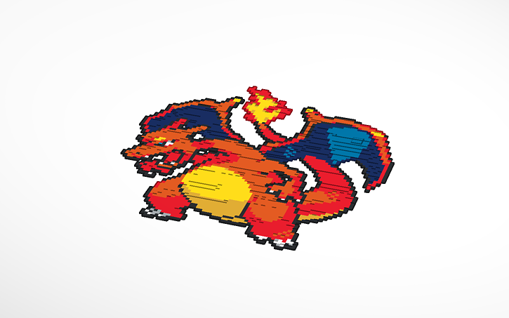 3D design Charizard Pixel Art - Tinkercad