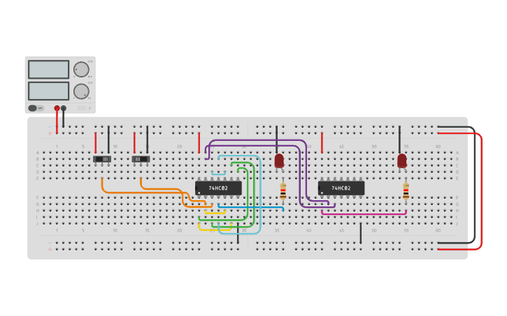 Circuit design Half Subtractor using NOR gate - Tinkercad
