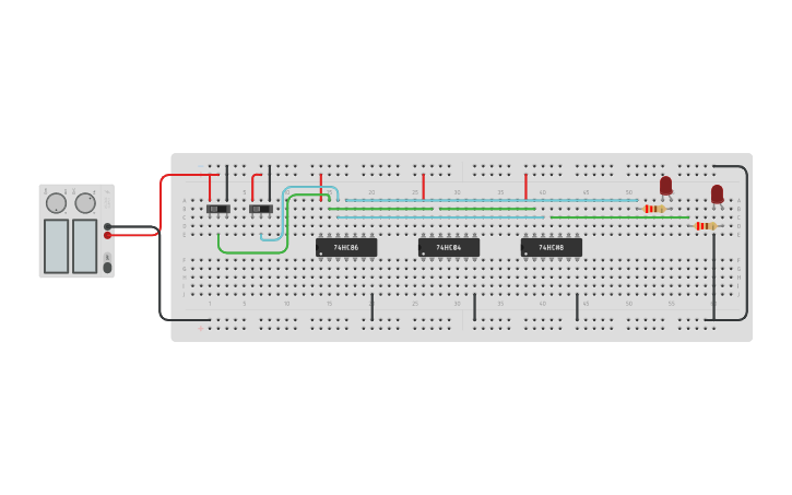 Circuit design Half Subtractor | Tinkercad