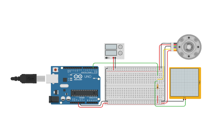 Circuit design Lettura Encoder Motore - Arduino Uno - Tinkercad Circuit design Lettura Encoder Motore - Arduino Uno - Tinkercad