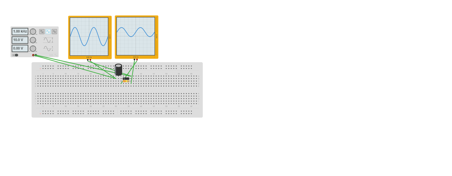 Circuit design positive clamper EXP.5 - Tinkercad