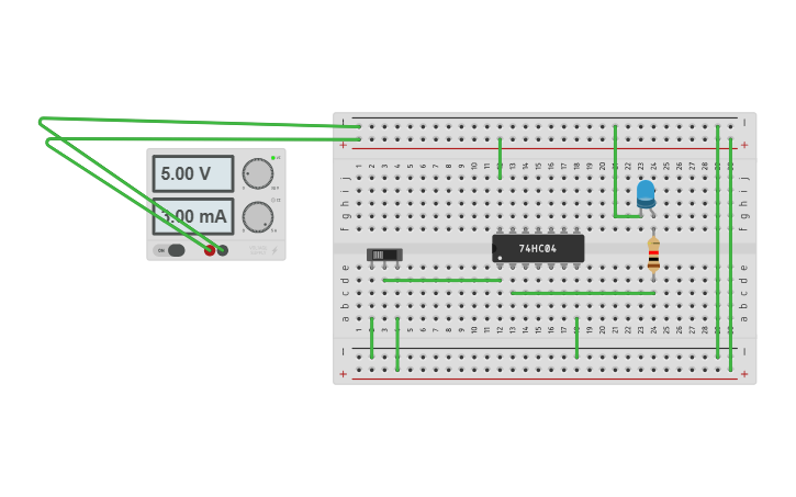 Circuit design NOT GATE - Tinkercad
