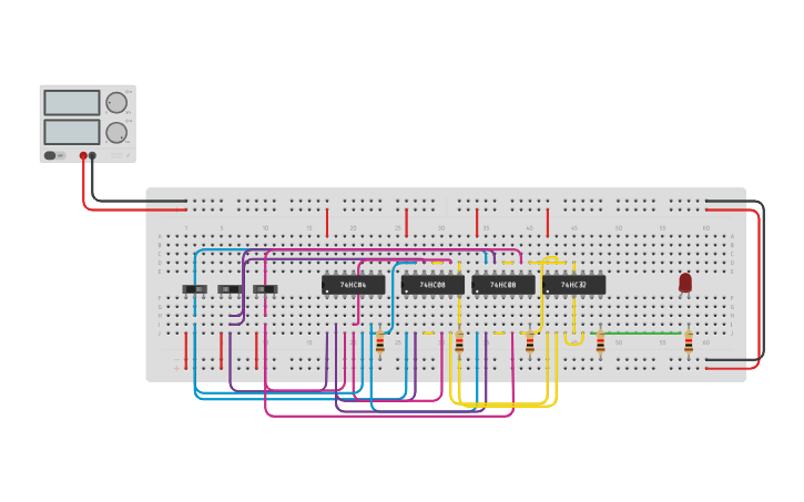 Circuit design 3 way light control - Tinkercad