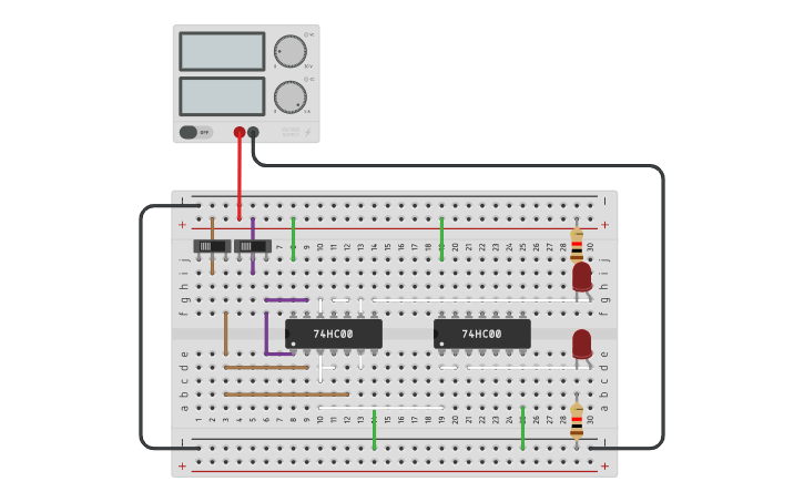 Circuit design Half adder using NAND gates - Tinkercad